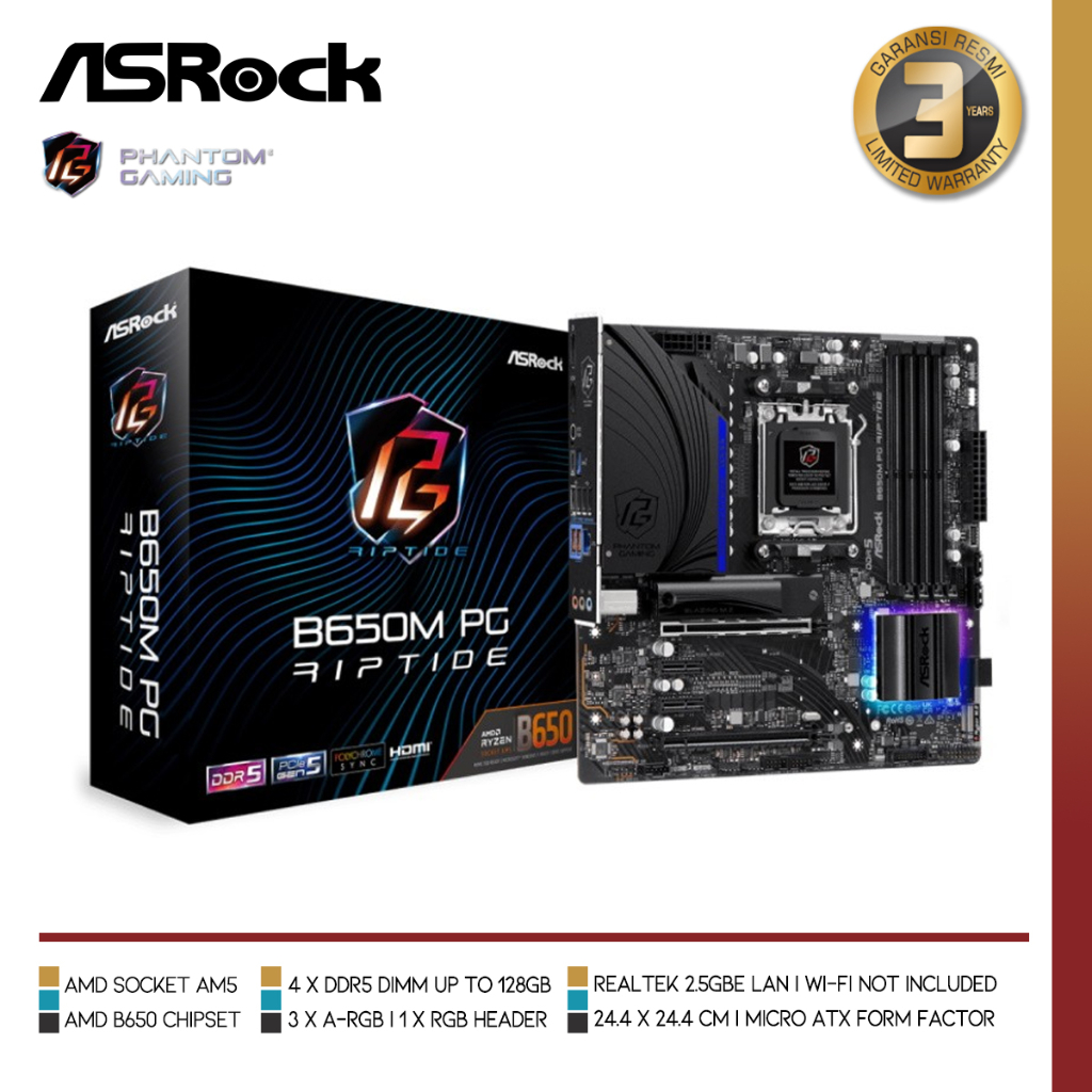 Jual ASROCK B650M PG Riptide | Motherboard AMD B650 Ryzen AM5 | Shopee ...