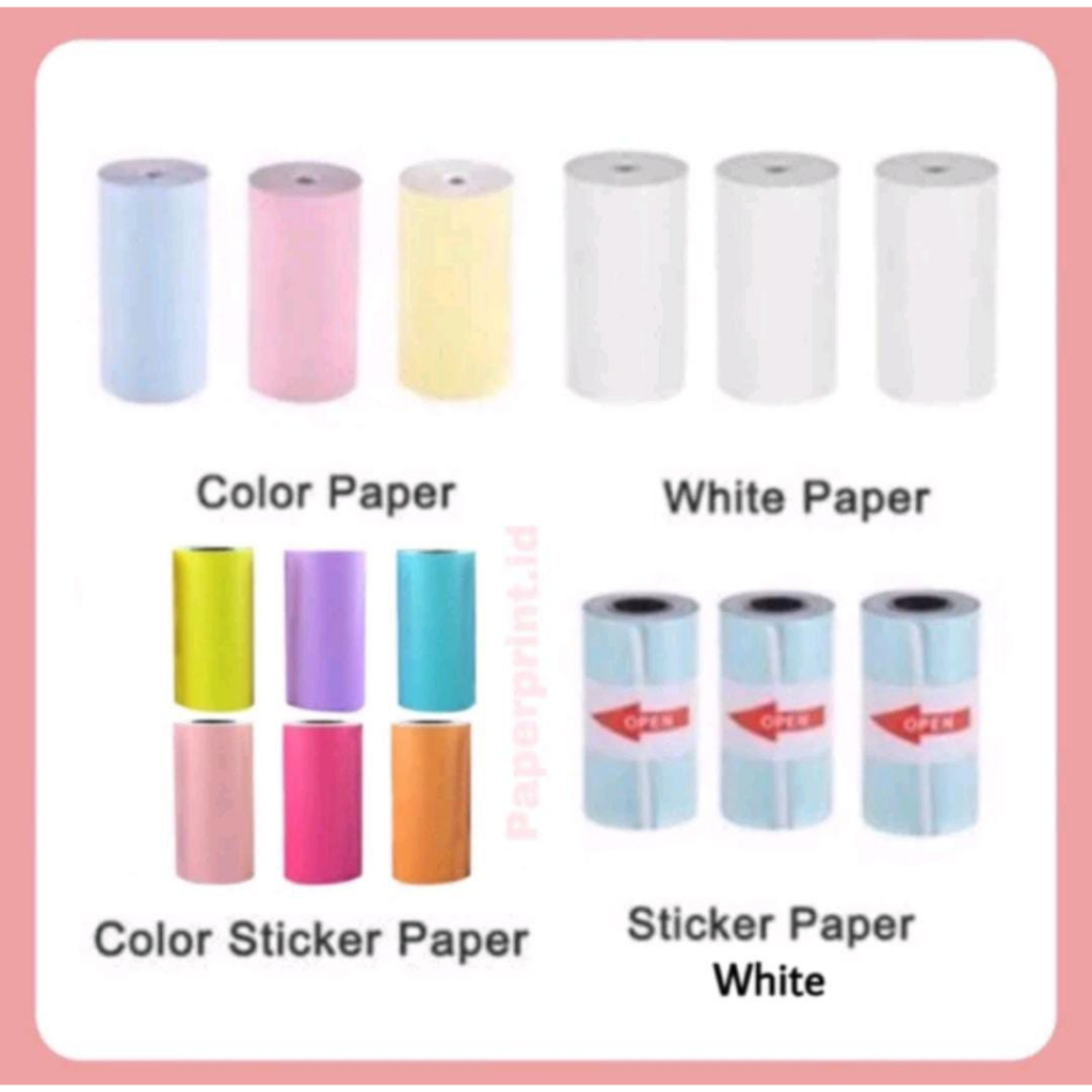 Jual KERTAS STICKER THERMAL 57mm White Colour Peripage Paperang Panda ...