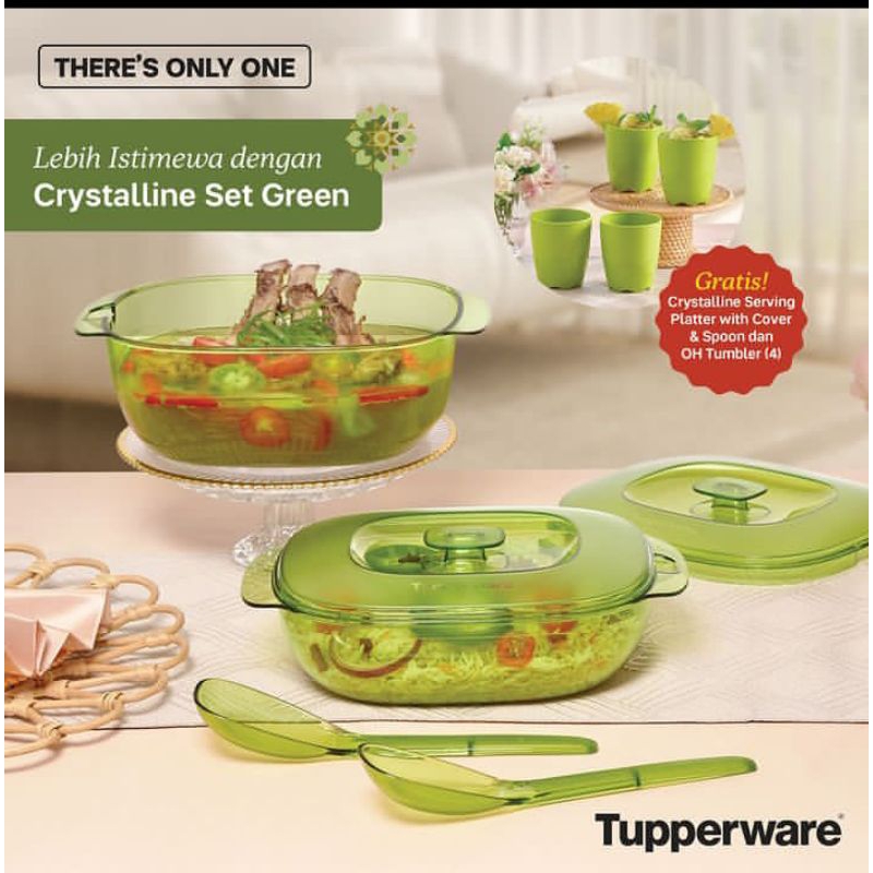 Jual Crystalline set green tupperware / classy crystalline tupperware ...