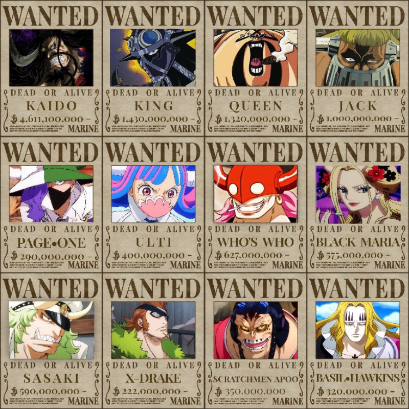 Jual Poster Dinding Bounty Anime One Piece A4 paketan 12pcs | Shopee ...