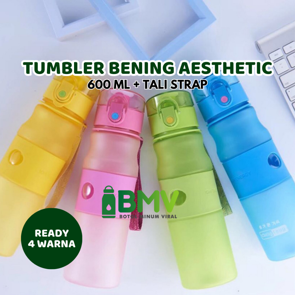 Jual Botol Minum Tumbler Aesthetic Anti Tumpah Simple Free Strap 600 ml ...