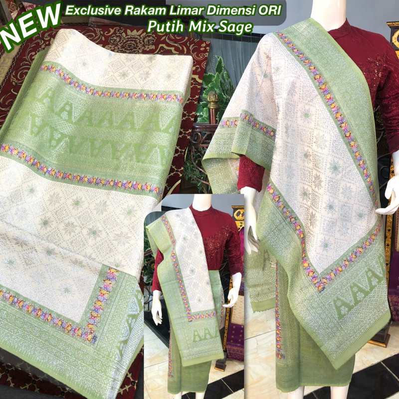 Jual New Exclusive Songket Rakam Limar Dimensi ORI /Putih mix sage ...
