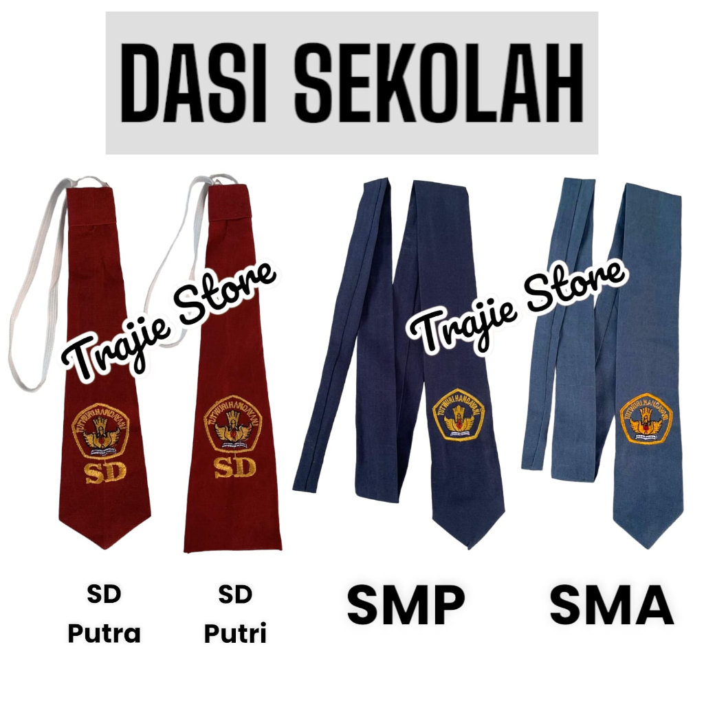 Jual Dasi Sekolah SD Putra Sd Putri SMP SMA warna Merah Biru dan Abu ...