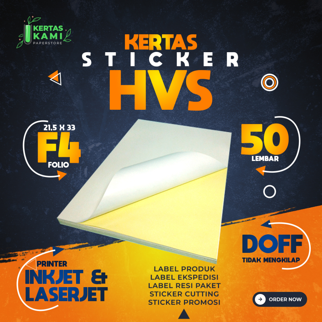 Jual Stiker HVS Doff FOLIO F4 isi 50 Lembar LINTEC - FOLIO Kertas Sticker HVS Matte Plain 160 ...