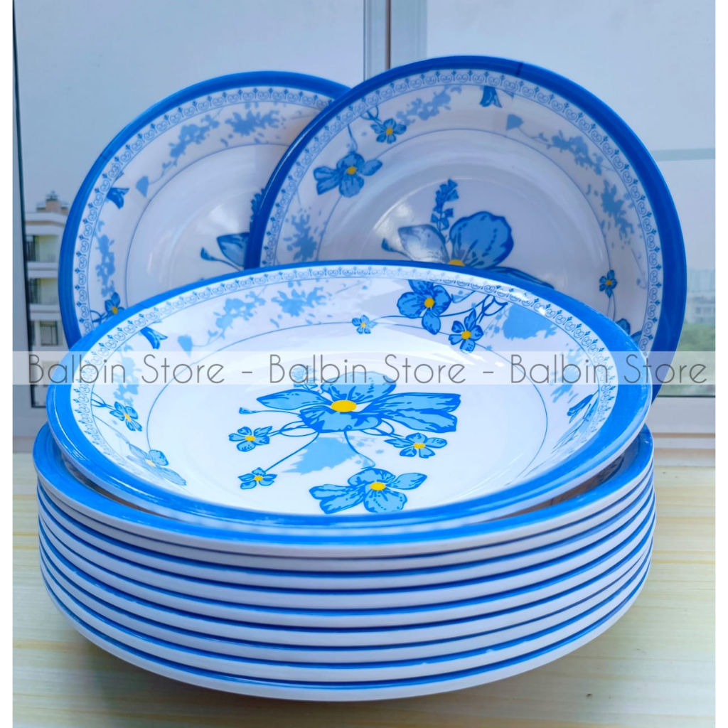 Jual SATU LUSIN PIRING MELAMINE MODEL CEKUNG LEBAR 23CM MOTIF TERBARU ...