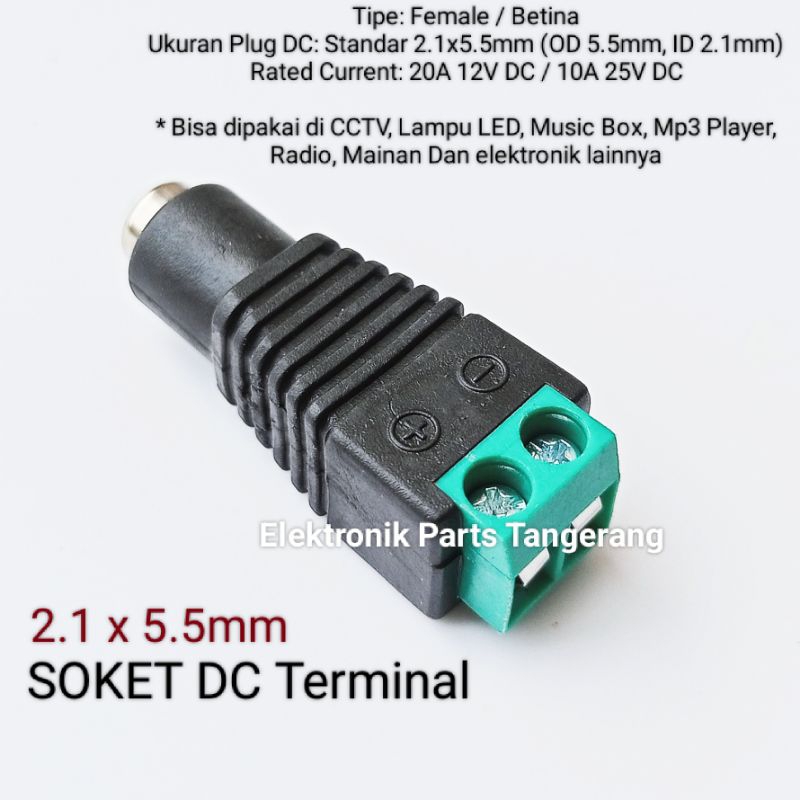 Jual JACK DC TERMINAL 2.1 x 5.5mm CCTV CONNECTOR DC MALE JACK CONNECTOR ...