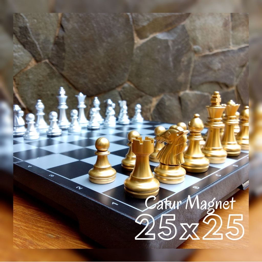 Jual Catur Magnet 25x25 cm Bidak Emas Perak Papan Lipat - Silver Gold ...