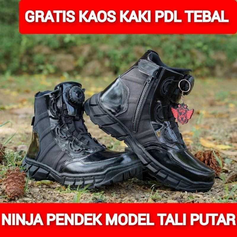 Jual Sepatu Pdl Tali Putar Ninja Pendek Kilap Glossy Kulit Sapi Asli ...