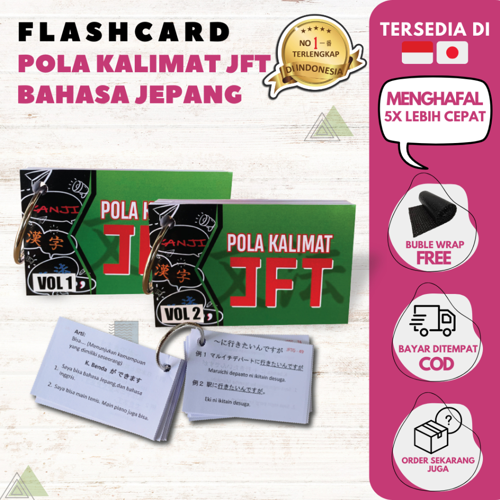 Jual Flashcard Pola Kalimat JFT Menghafal Cepat Bahasa Jepang | Shopee Indonesia