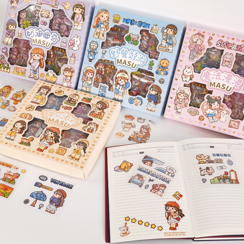 Jual (MOTIF MASU) STICKER ANAK AESTHETIC MOTIF TERLARIS KARTUN KOREA ...