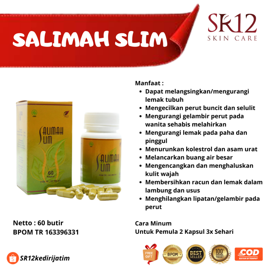 Jual Salimah Slim Obat Diet Herbal SR12 Peluntur Lemak Kotor | Shopee ...