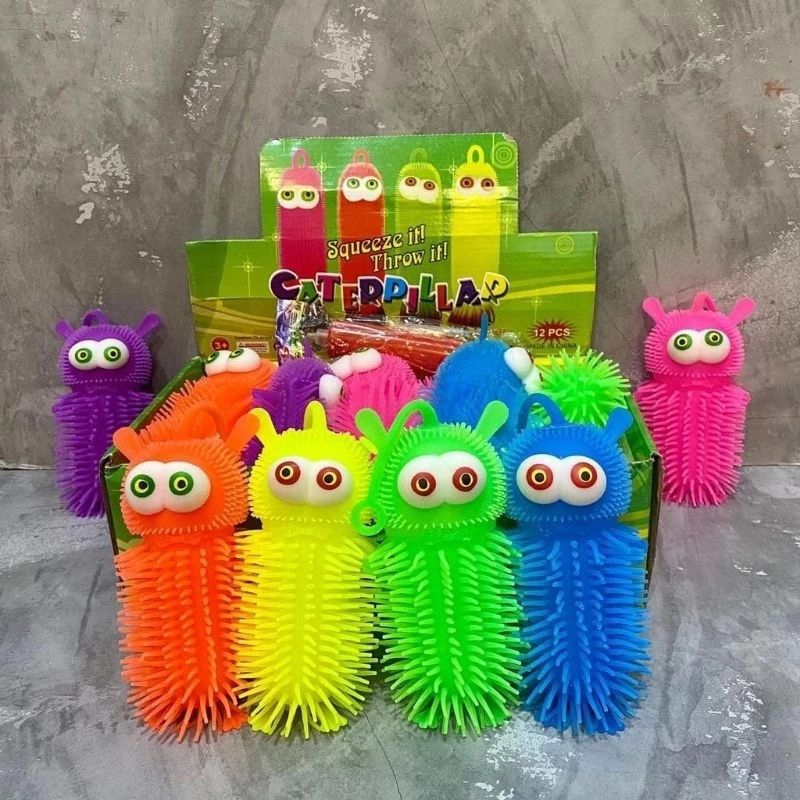 Jual Mainan Anak yoyo Ubur lampu karet ULAT CACING/Mainan Viral ...
