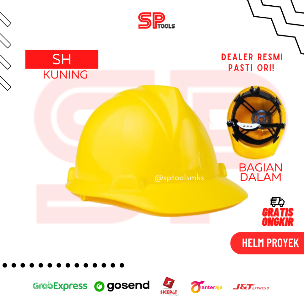 Jual HELM PROYEK / SAFETY HELMET HELEM TOPI PROYEK MERK SH KUNING ...