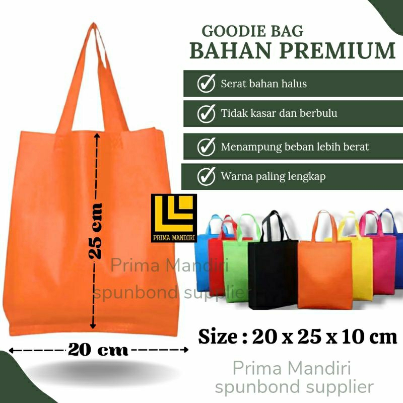 Jual (satuan ) Goodie bag tas spunbond 20x25 x 8 cm | tas belanja,tas ...