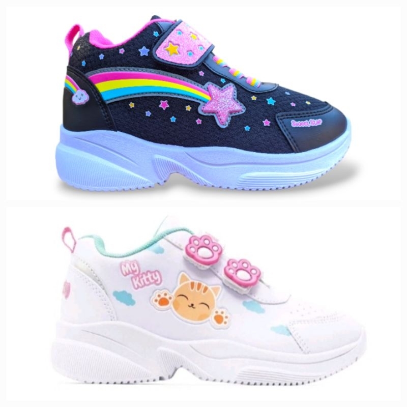 Jual SEPATU ANDO SNEAKERS ANAK MIAW VELCRO HITAM PINK ELINA LILY FLY ...