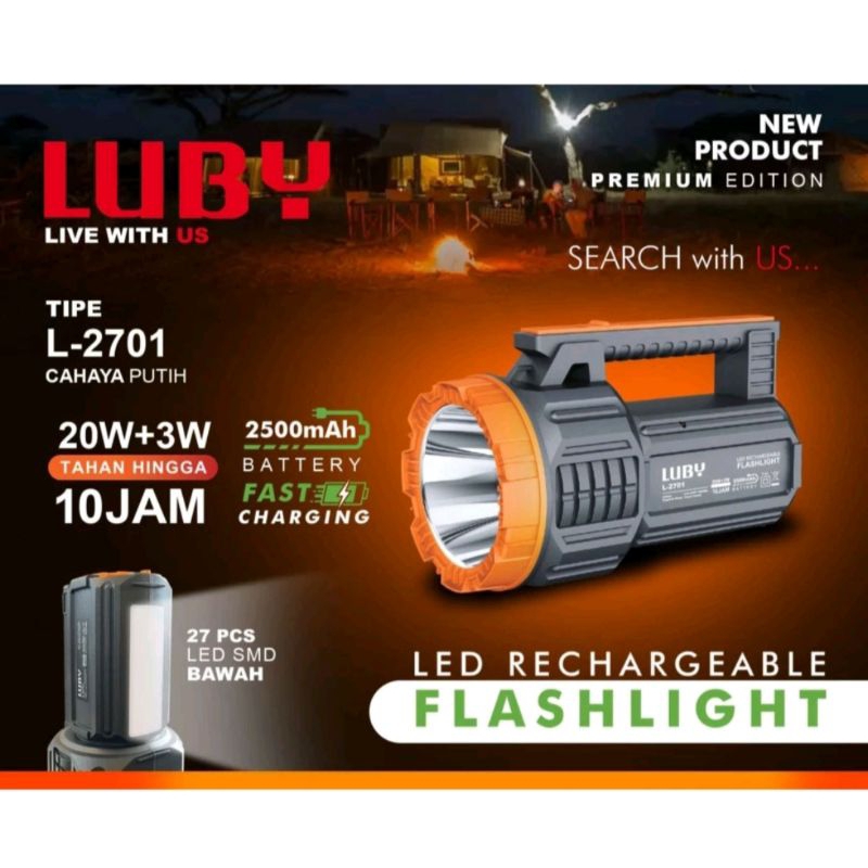 Jual LUBY Senter Tangan Tenteng Besar + Lampu Emergency LED L-2701 ...