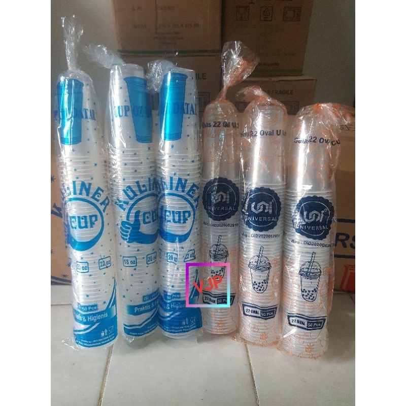 Jual Gelas Es Teh Cup Jumbo 22oz Datar / Oval U Bening Isi 50pcs ...