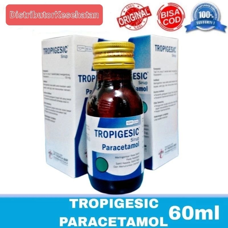 Jual Tropigesic Paracetamol Sirup 60 ml Penurun Demam Sirup Botol Cair ...