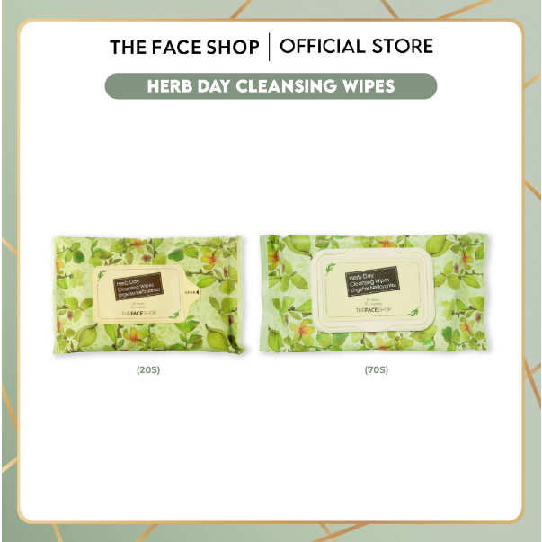 Jual The Face Shop Herb Day Cleansing Wipes 70 sheets | Shopee Indonesia