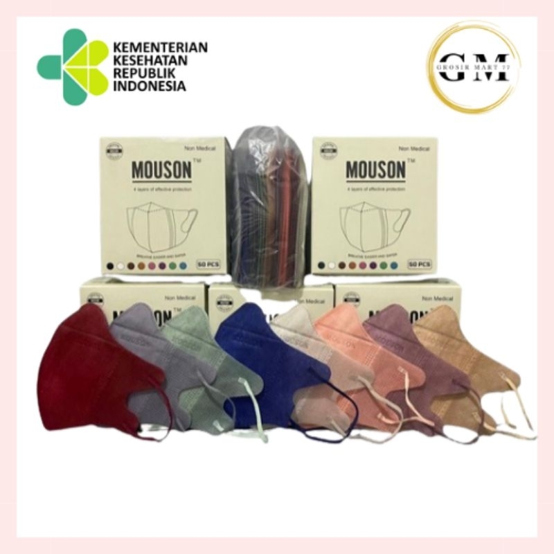 Jual Masker Duckbill Mouson 4 Ply Mix Warna Embos Asli | Shopee Indonesia