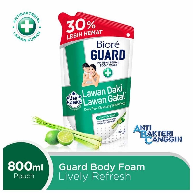Jual BIORE Guard Body Foam Lively Refresh 800ml ( Sabun Mandi Cair Pouch ) | Shopee Indonesia