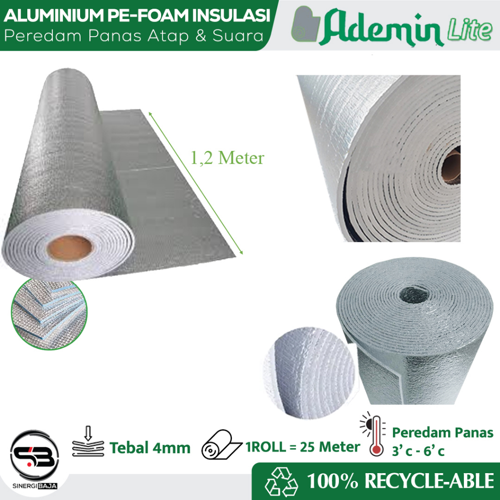 Jual Aluminium Pe-Foam Foil Insulasi Atap Peredam Panas Ademin | Shopee ...