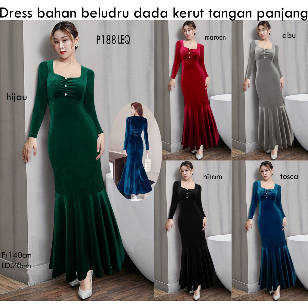 Jual GAUN MODERN/GAUN BAHAN BELUDRU BAWAH MODEL DUYUING | Shopee Indonesia