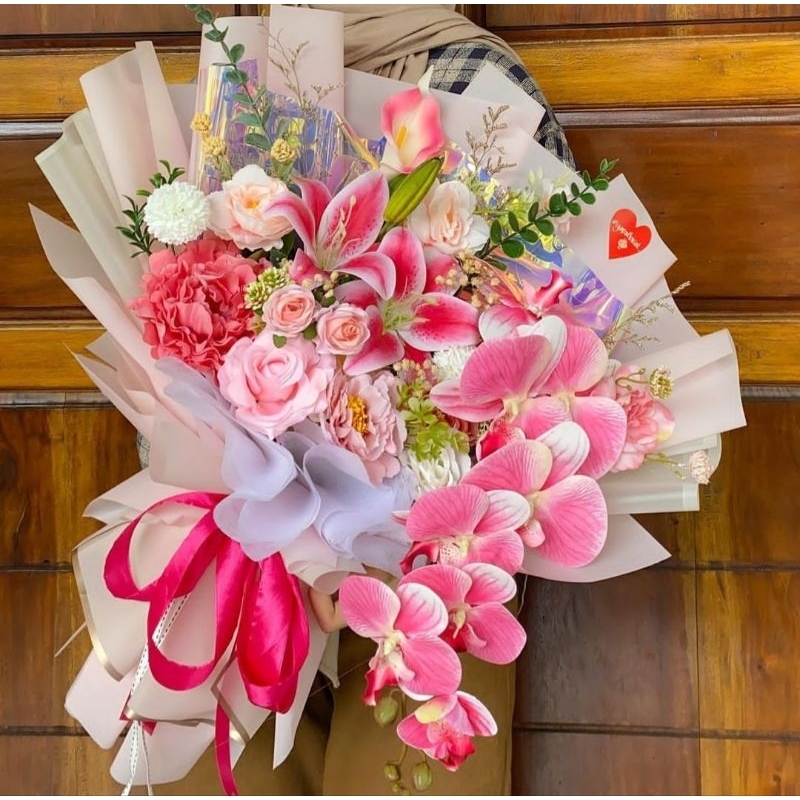 Jual NEW buket bunga anggrek premium 60cm | Shopee Indonesia