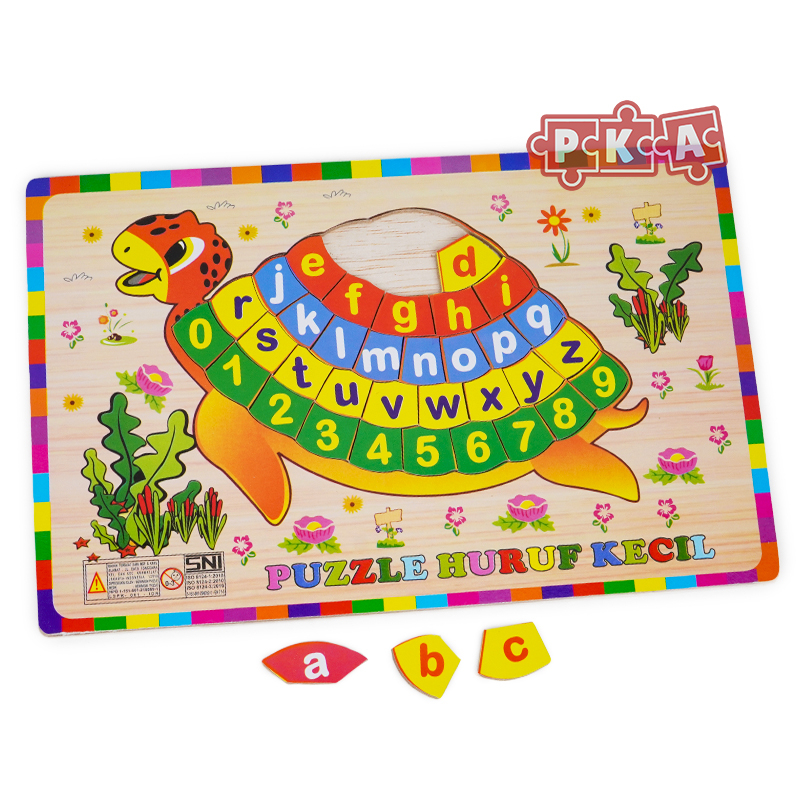 Jual Mainan Puzzle Kayu Edukatif Anak Bentuk Penyu Huruf Kecil Angka ...