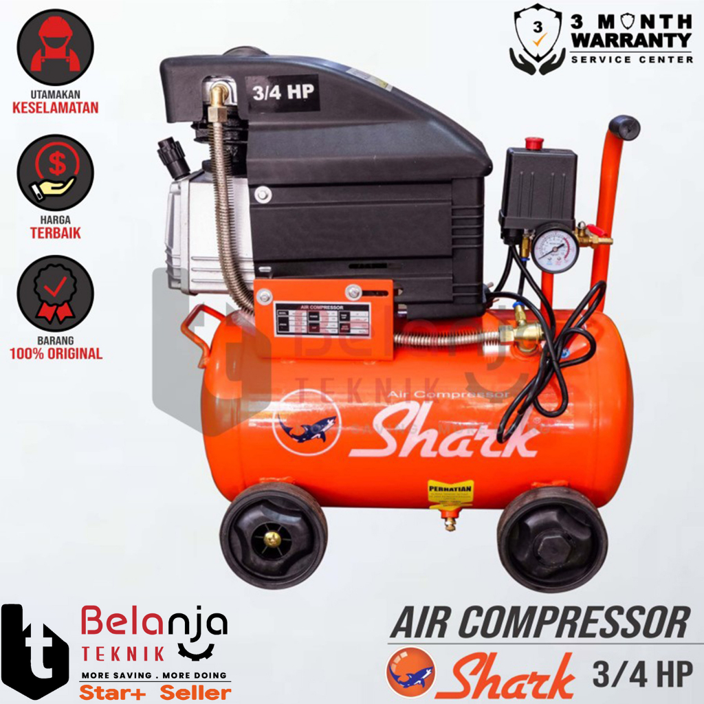 Jual Shark 3/4 HP 25 Liter Air Compressor Kompressor Portable Shark 3 ...