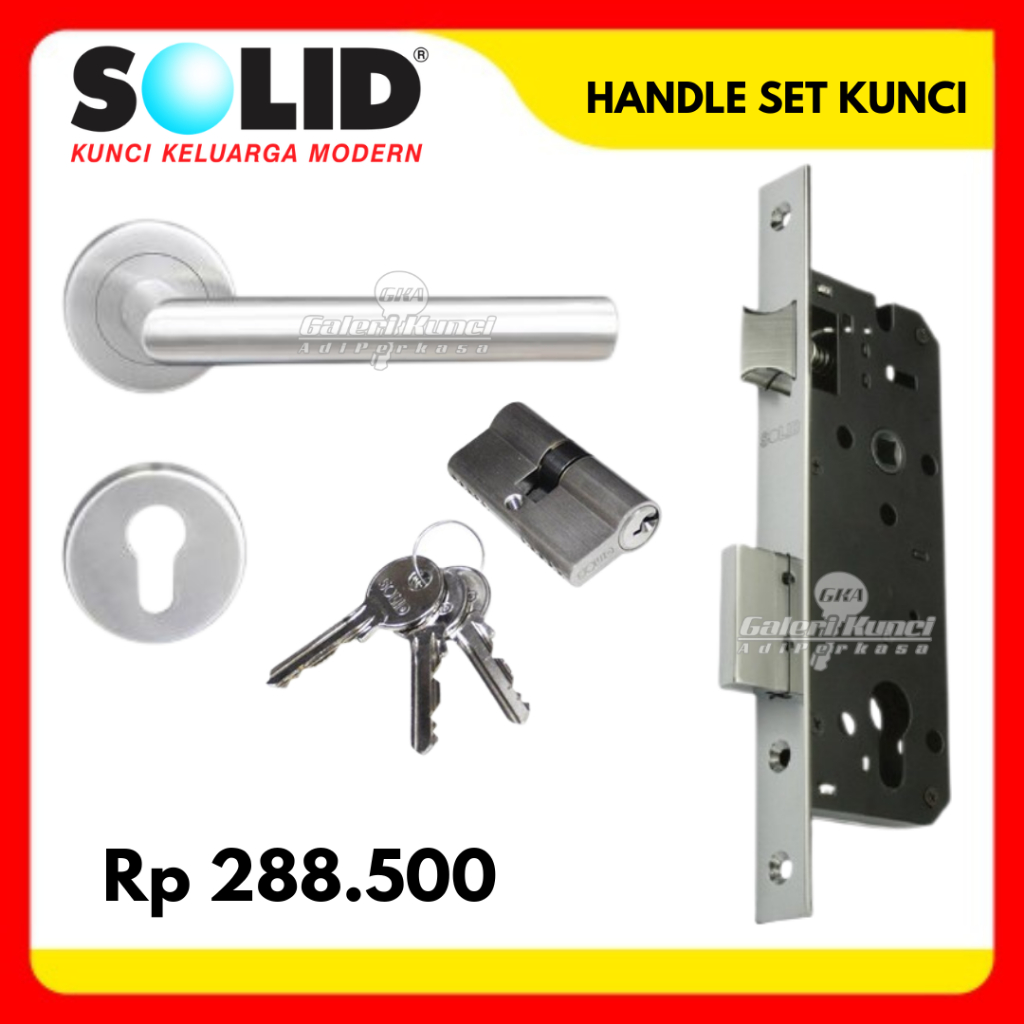 Jual Handle Pintu Set SOLID 61.41 US32D Paket Gagang Kunci Pintu Kayu ...