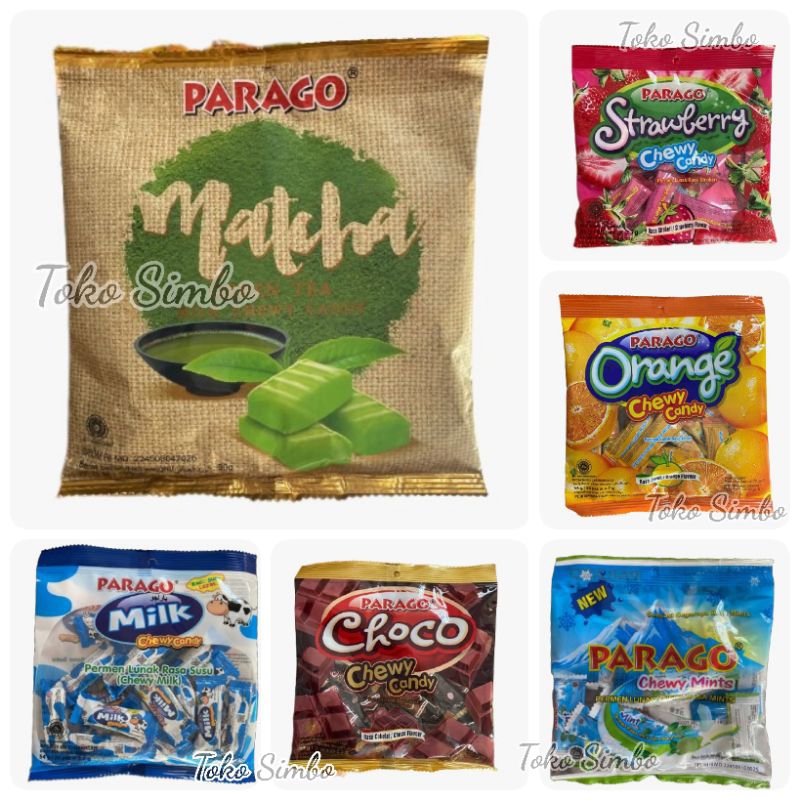 Jual Permen susu Parago matcha coklat jeruk strawberry anggur mint ...