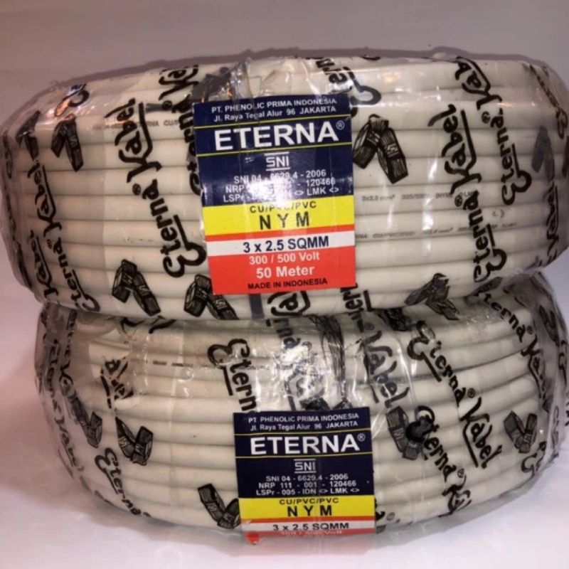 Jual KABEL LISTRIK ETERNA NYM 3X2.5 DIJUAL ECER PER 1/2 ROLL ATAU 25METER | Shopee Indonesia