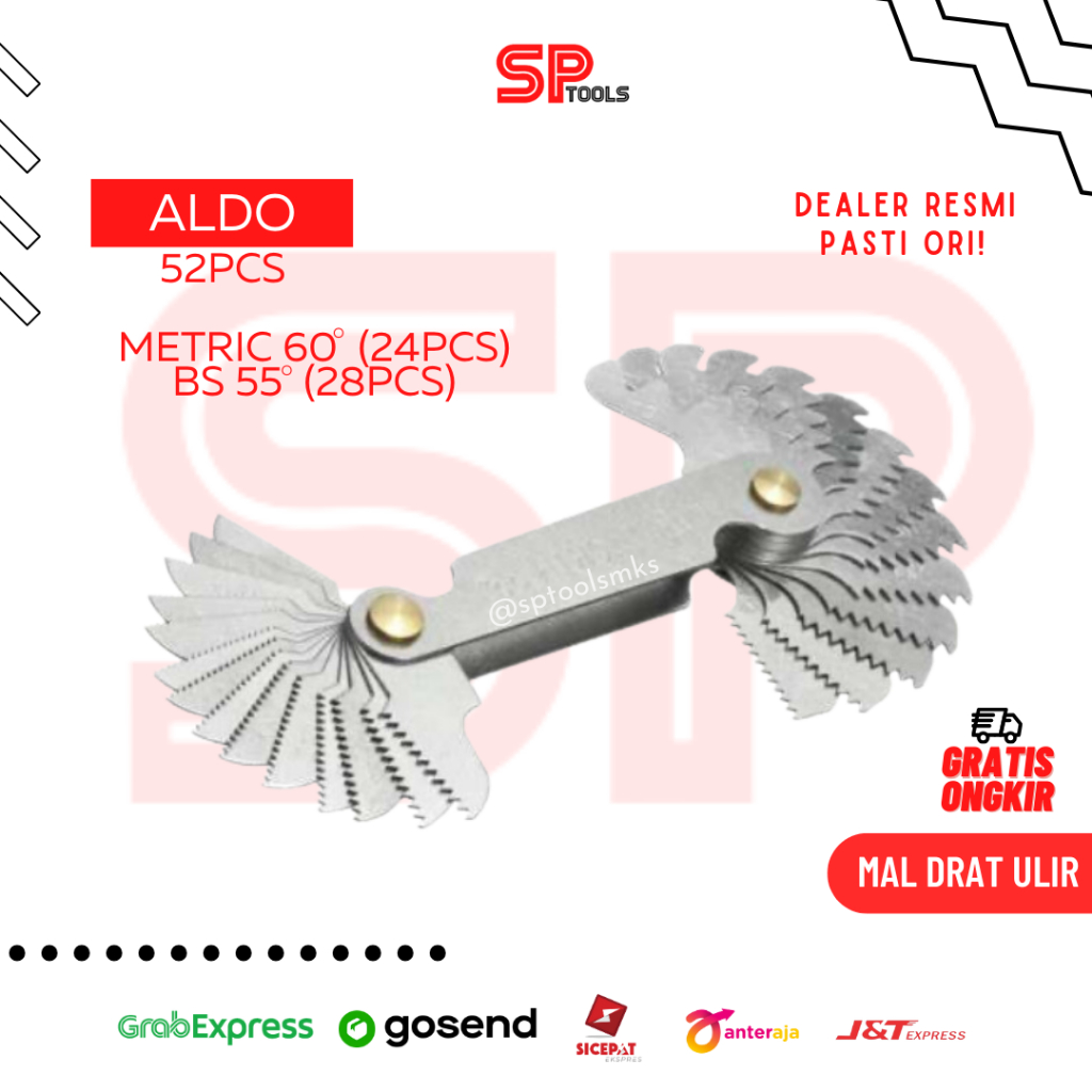 Jual MALDRAT / ALAT UKUR CELAH / PENGUKUR DRAT DERAT ULIR BAUT 52PCS ...
