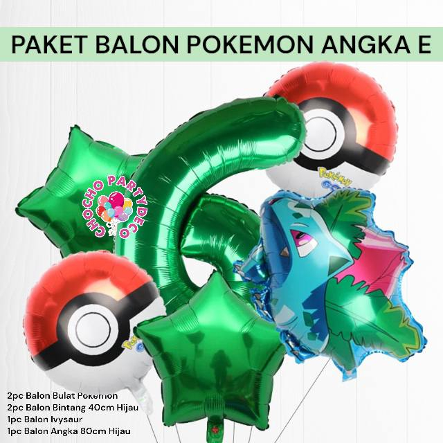 Jual Paket Balon POKEMON Angka E / Dekorasi Ulang Tahun Pokemon Pikachu ...