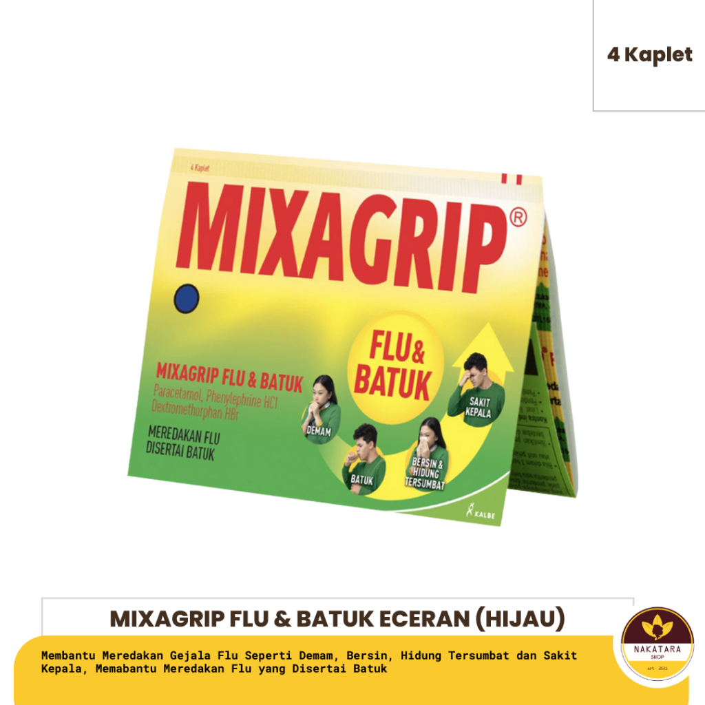 Jual MIXAGRIP HIJAU UNTUK FLU DAN BATUK ECERAN ISI 4 KAPLET | Shopee ...
