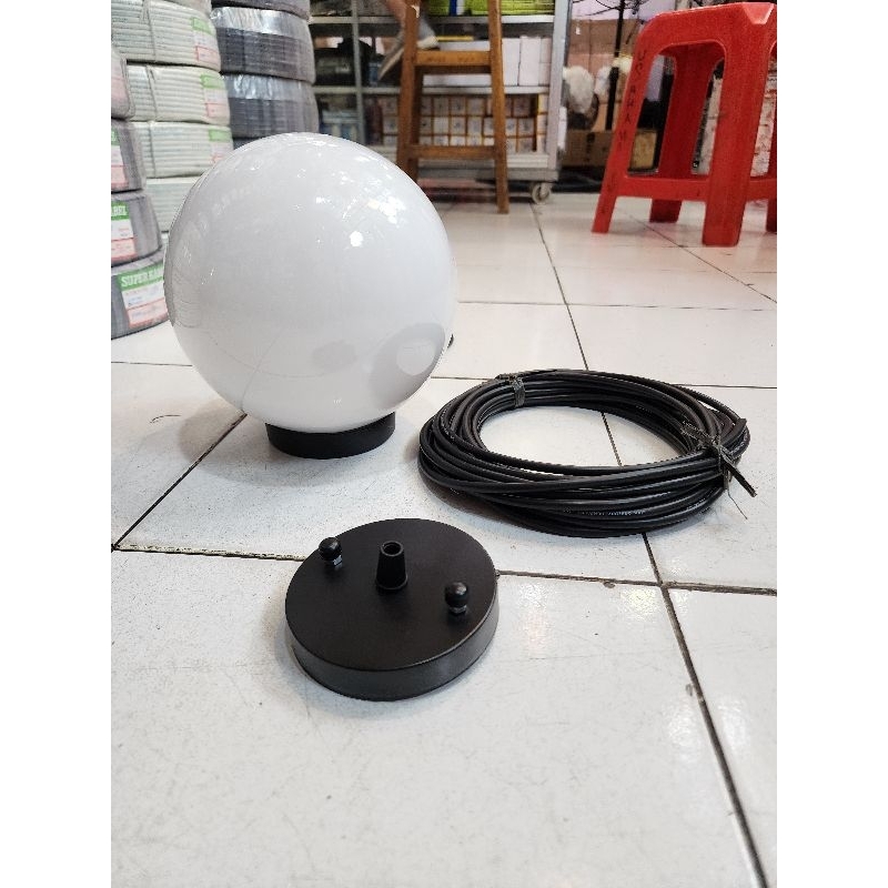 Jual lampu bola 20 cm putih susu globe akrilik + sambung kabel 1 meter ...
