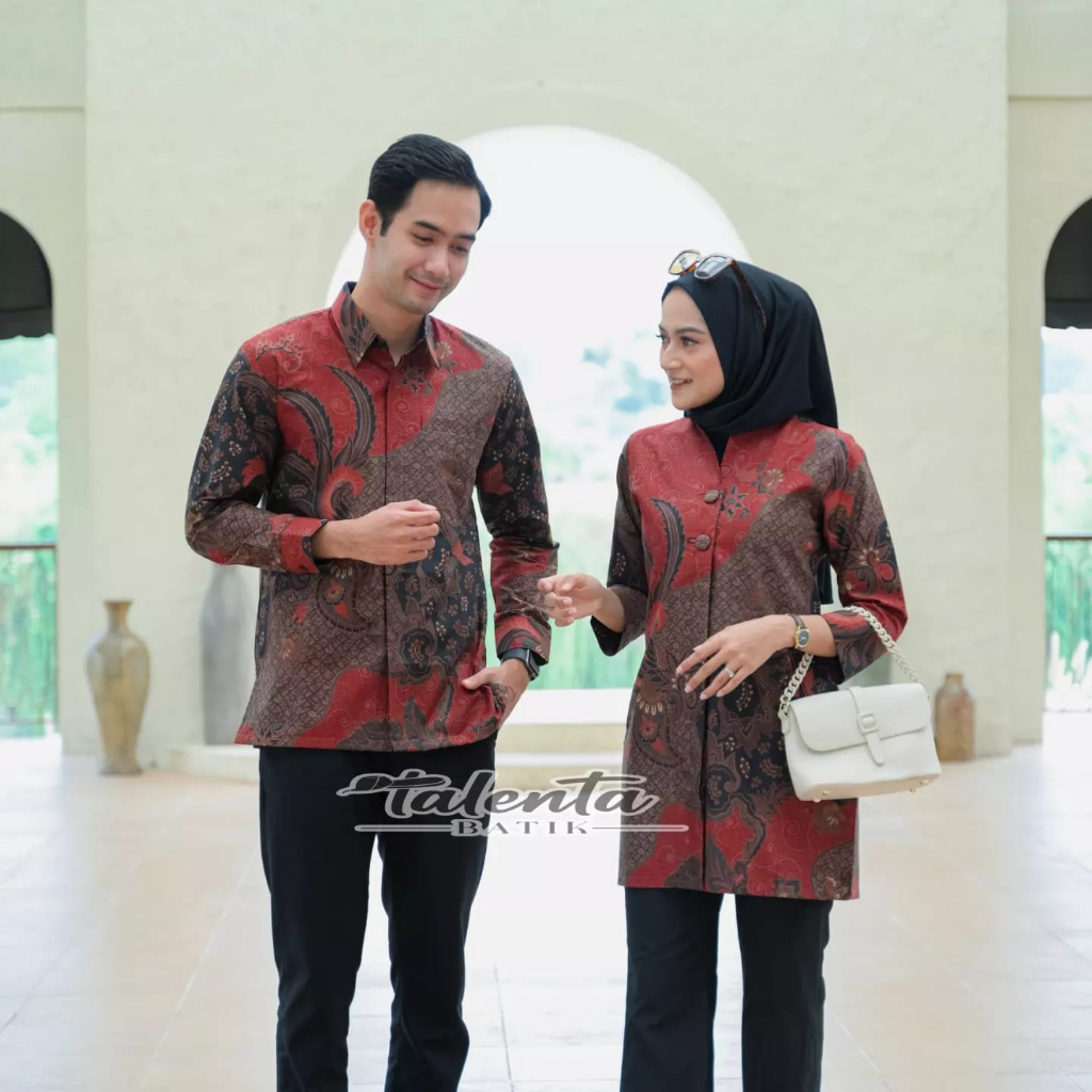 Jual Kemeja Batik Couple | Kemeja Batik Premium | Atasan Batik Couple Ruflle | Kemeja Batik ...