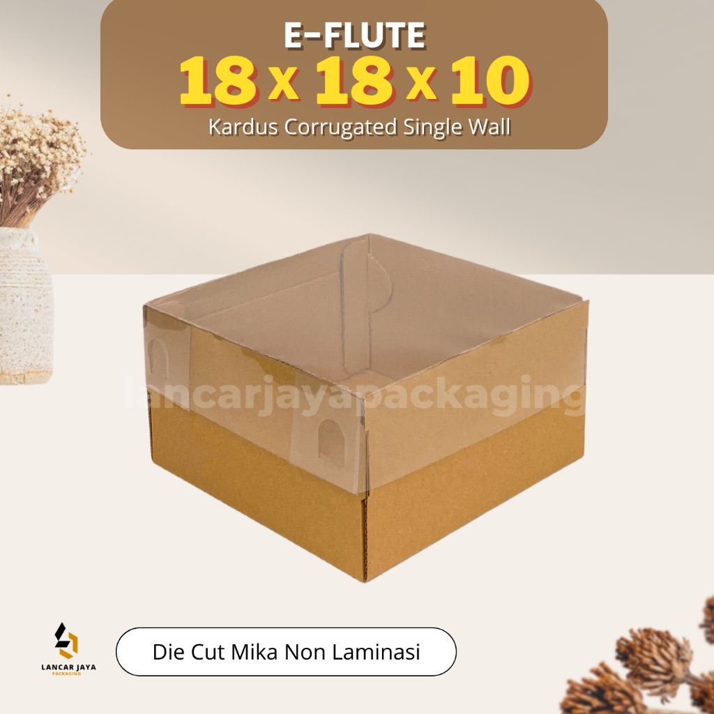 Jual E-FLUTE Box Kue Tart Tutup Mika Kardus Kemasan Hampers Cake ...