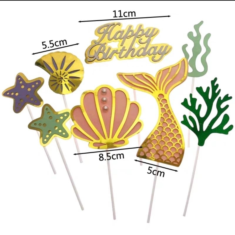 Jual topper mermaid 1 set /topper putri duyung /topper princess /topper ...