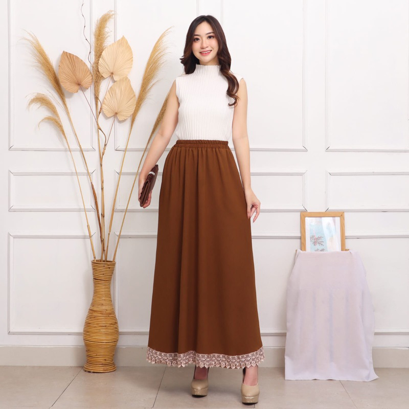 Jual ROK PANJANG RENDA CRINKLE AIRFLOW MAYUNG FIT TO JUMBO XXL POLOS ...