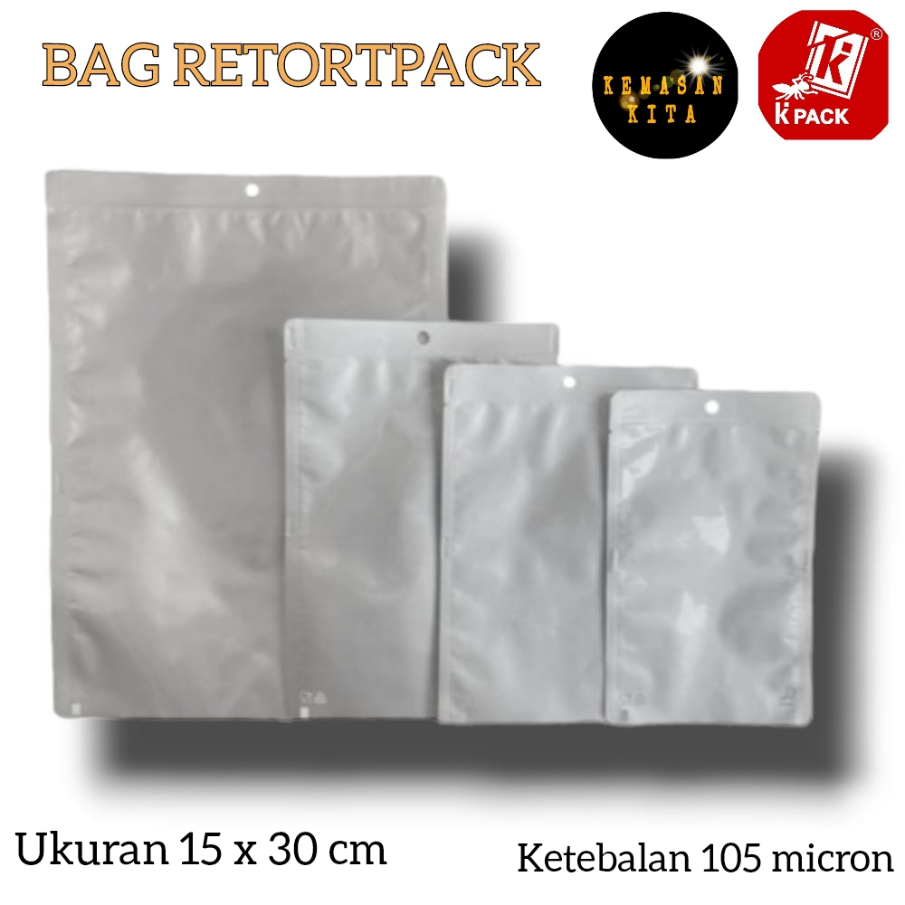 Jual BAG RETORT PACK 15X30 CM KEMASAN FOIL SILVER TAHAN PANAS KPACK ...