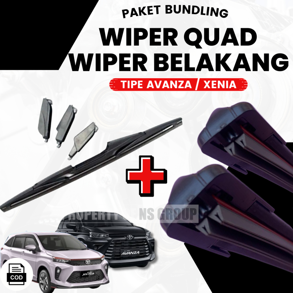Jual Paket Lengkap Wiper Quad 4 Lapis Karet Kaca Depan Dan Wiper Kaca