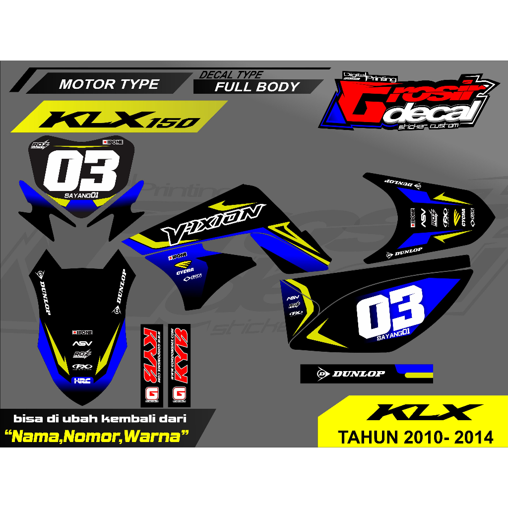 Jual Decal Sticker Stiker KLX 150 Lama / KLX 150 S / KLX 150 L Full ...