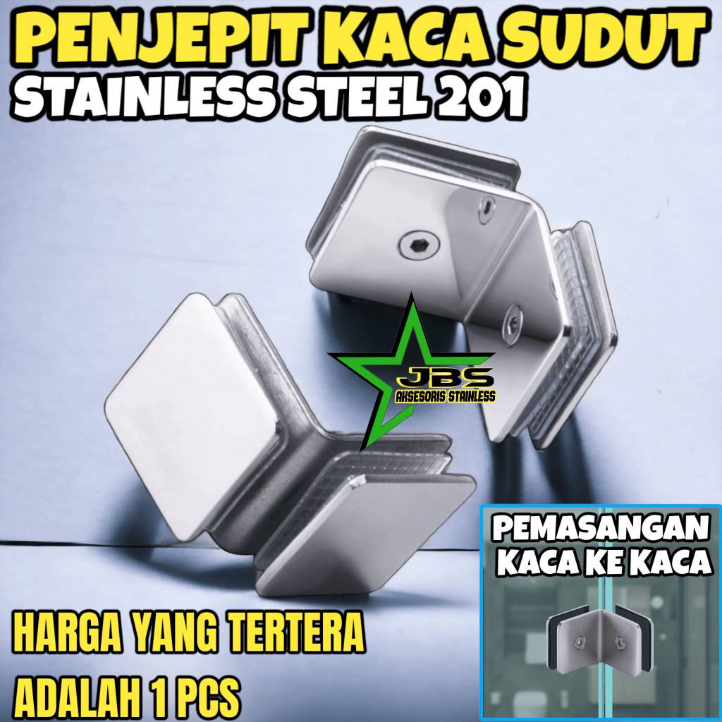 Jual PENJEPIT KACA SUDUT(KACA KE KACA) / GLASS CONNECTOR | Shopee Indonesia