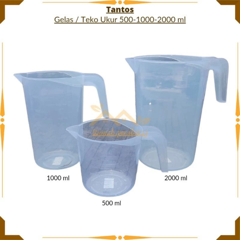 Jual Gelas Ukur / Gelas Taker 500- 1000- 2000 Ml Teko Ukur Tantos | Shopee Indonesia