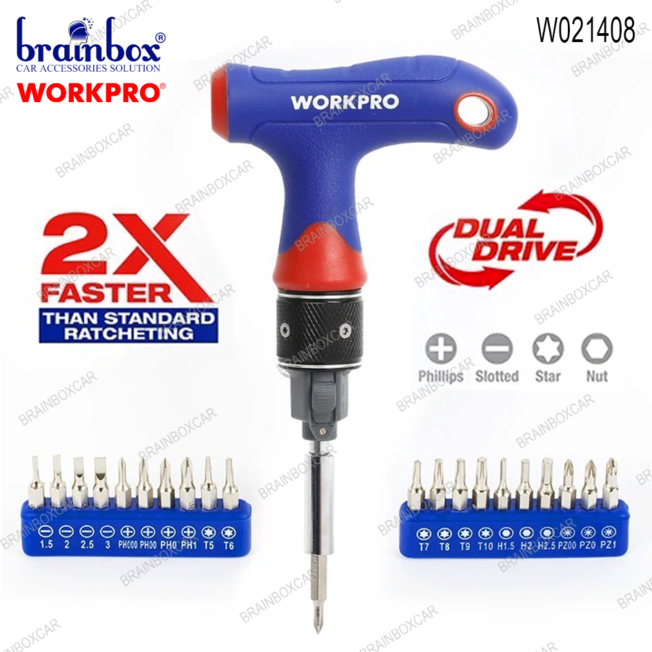 Jual Workpro W021408 22PCS Obens Set Otomatis Screwdriver Dual Drive T-Handle Express Retcheting ...