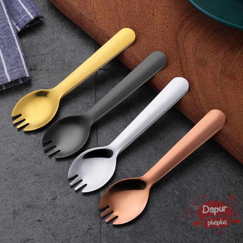 Jual Sendok Garpu Mini 2 in 1 Stainless Steel | Spork Dessert Kue Lucu ...