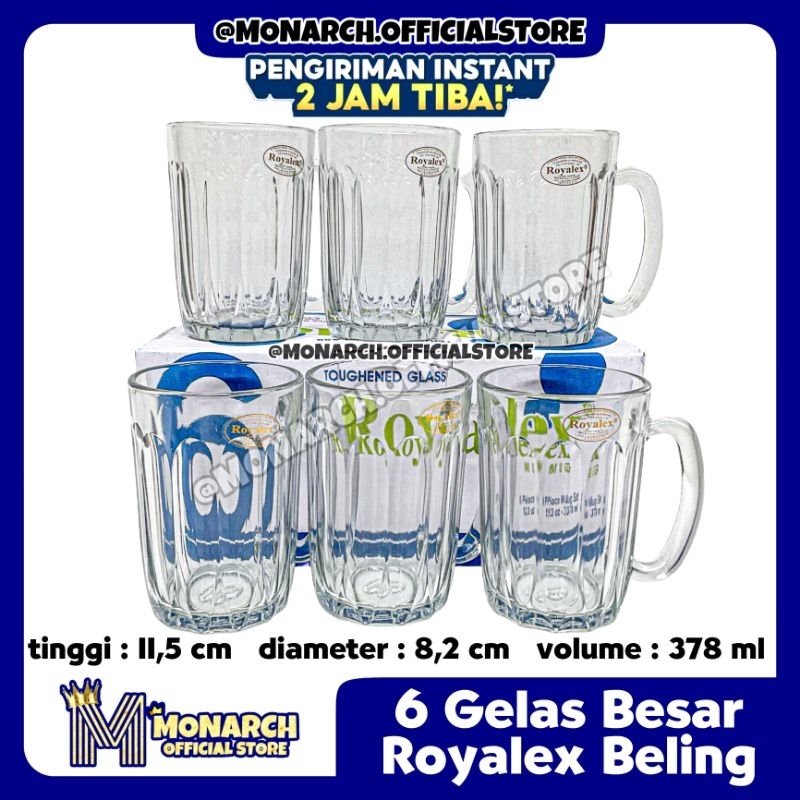 Jual [INSTANT] 6 GELAS BESAR BELING TEBAL ROYALEX 378 ML CANGKIR ES TEH ...