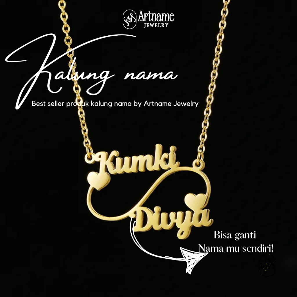 Jual Artname Jewelry - Kalung nama Titanium Steel Infinity bisa custom ...